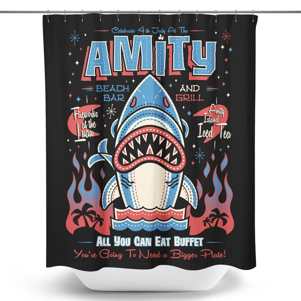 Shark Tiki - Shower Curtain – Once Upon a Tee