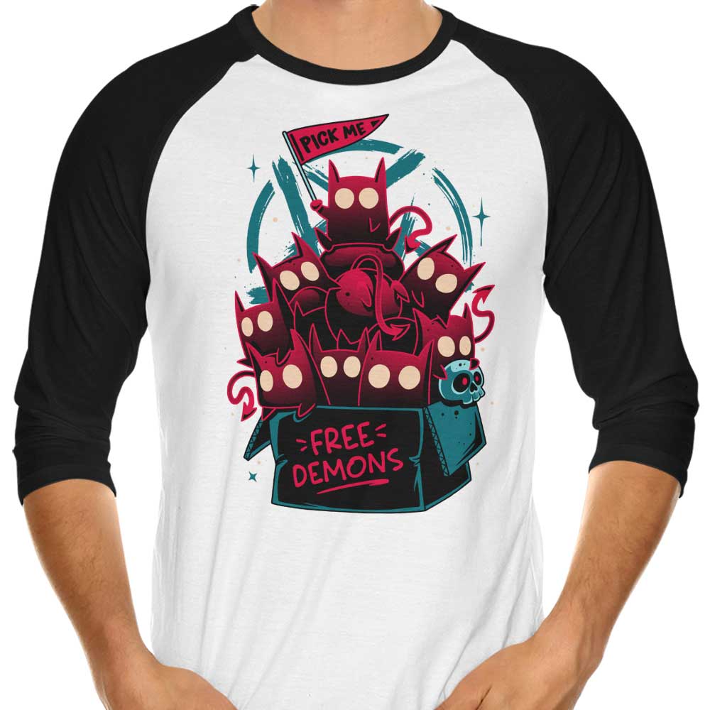 Free Demons - 3/4 Sleeve Raglan T-Shirt – Once Upon a Tee