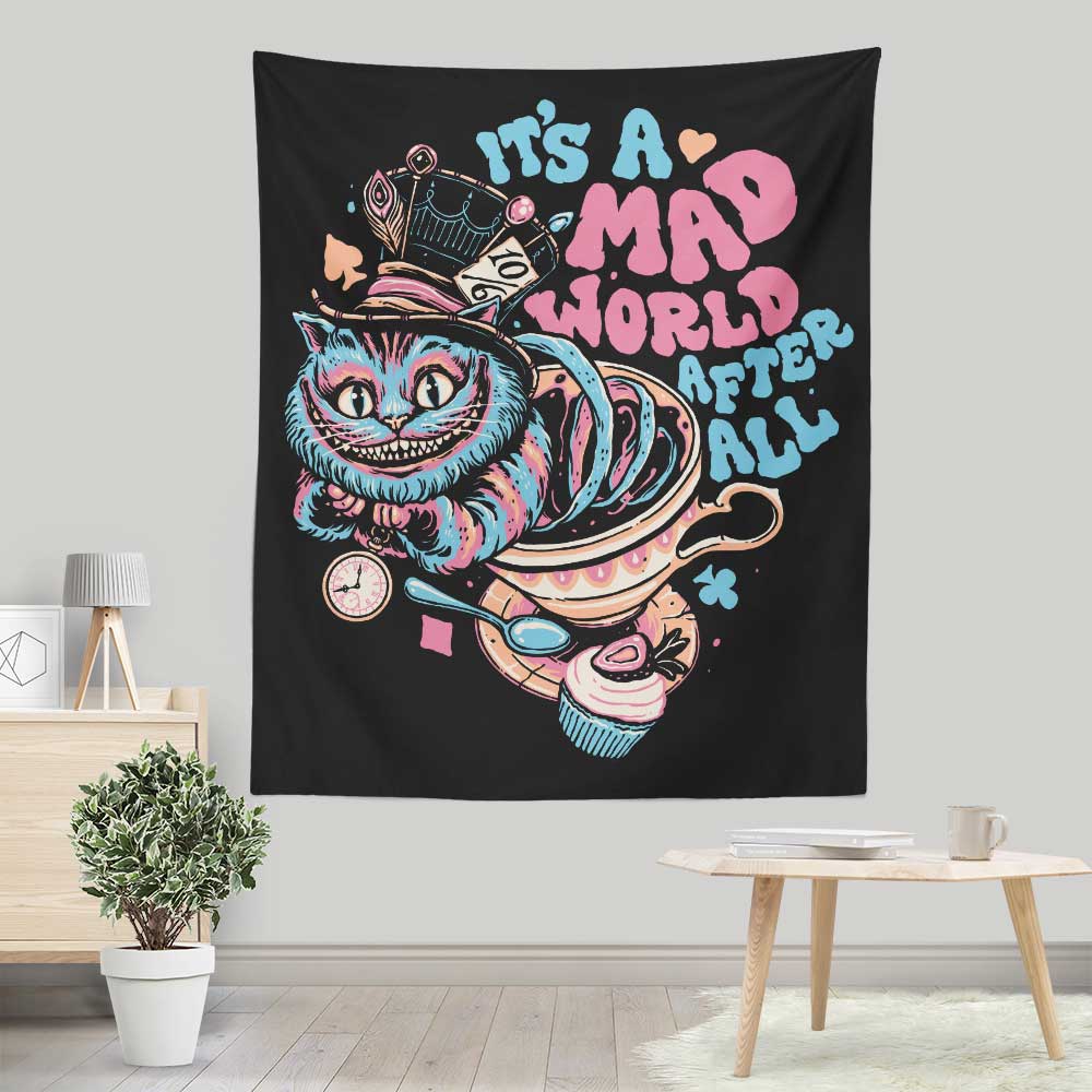 Mad World Cat - Wall Tapestry | Once Upon a Tee