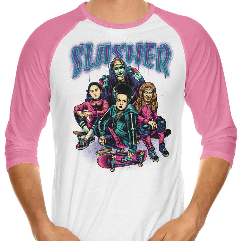 Slasher Girls - 3/4 Sleeve Raglan T-Shirt – Once Upon a Tee