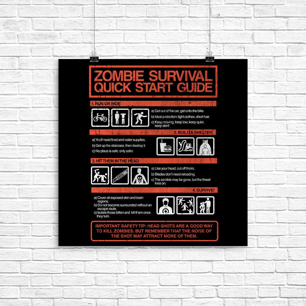 Zombie Survival Quick Start Guide - Poster – Once Upon a Tee